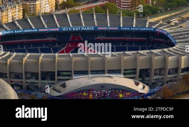 Aerial view a modern sports football stadium in Paris in the French ...