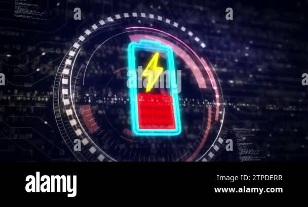 Battery charging energy and recharge power symbol digital concept ...