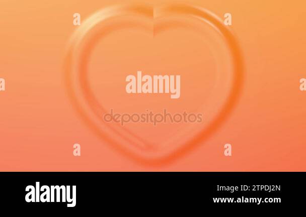 Animated background with heart shape formed with ripple effect. Orange ...