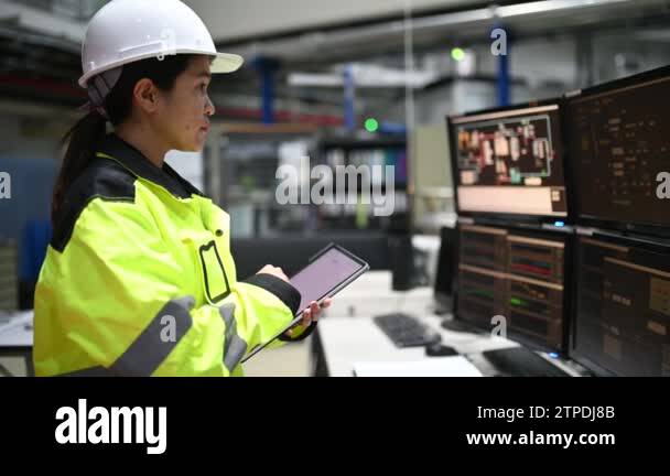 Engineer working at control room. Manager control system. Technician ...