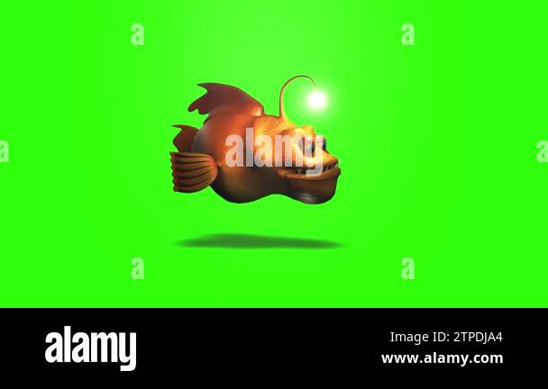 Green Screen animated 3D cartoon Anglerfish with luma matte Stock Video ...