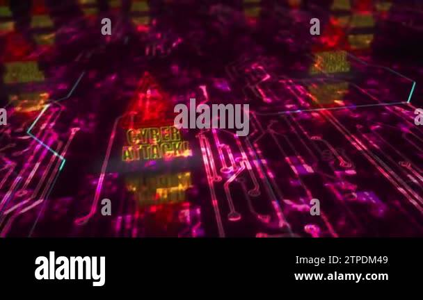 Cyber attack hacking and virus network security breach alert symbol abstract cyber concept ...