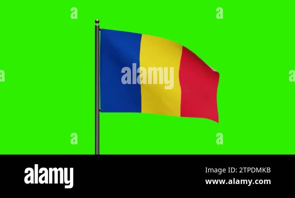 3D Rendered Romania National Flag Waving Animation with Realistic Wind ...
