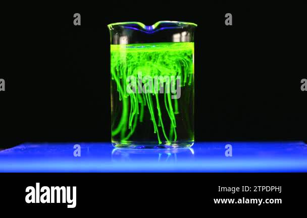 Fluorescent toxic substance dissolving in the chemical solution. The ...