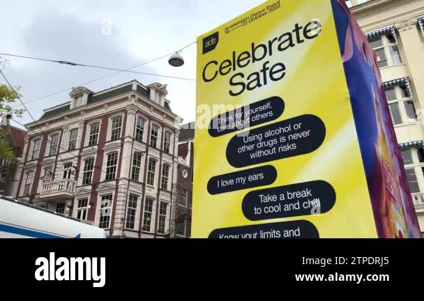 ADE flags and banners in the city during the Amsterdam Dance Event, the ...
