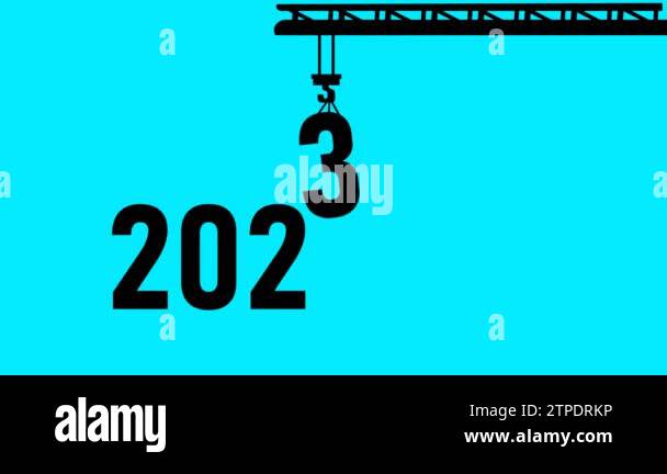 Happy new year 2024 welcome animation. Year changing from 2023 to 2024 ...