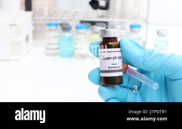 Green pit viper, Snake antivenoms in a vial, Serum for injection to ...