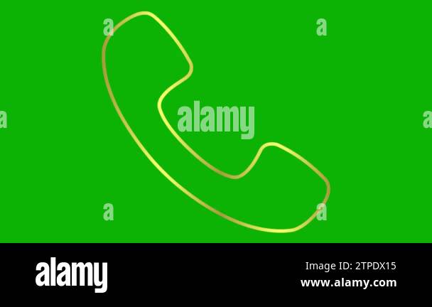 Animated golden linear icon of phone. Symbol of handset. Concept of ...