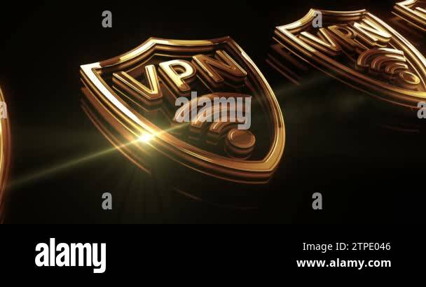 VPN virtual private network communication golden metal shine symbol ...