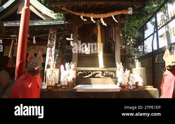 Guardian Fox at Anamoriinari shrine low angle Its a traditional shrine ...