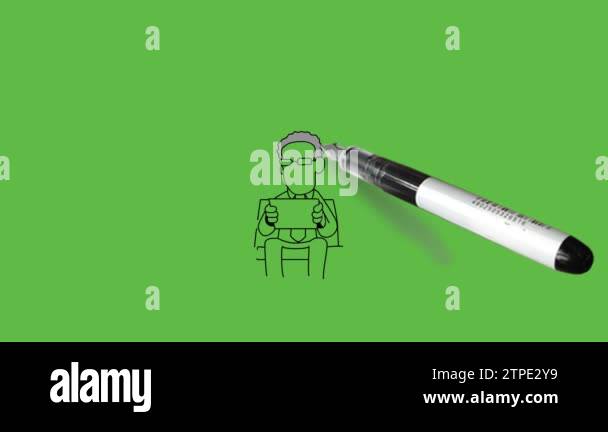 draw group of three person sit at specific seat like waiting place busy ...