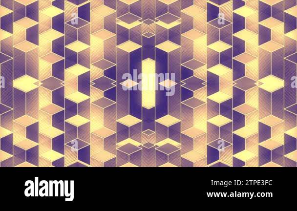 Trendy kaleidoscopic neon colored digital background with seamless loop animation of rectangular ...