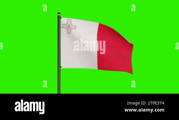 3D Rendered Malta National Flag Waving Animation with Realistic Wind Motion, National flag of ...