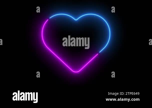 Animated neon glowing heart frame. Colorful laser show seamless loop 4K ...