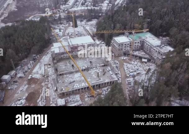 Top view see the construction site of Reinforced concrete high-rise ...