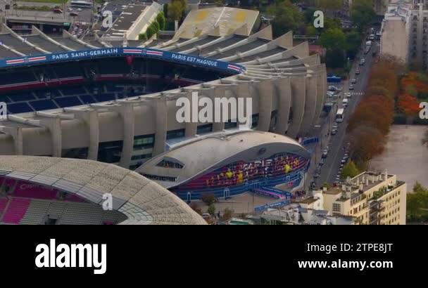 Aerial view a modern sports football stadium in Paris in the French ...