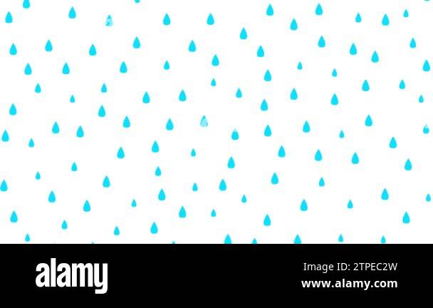 Animated blue raindrops falling from above. It's raining. Looped video ...