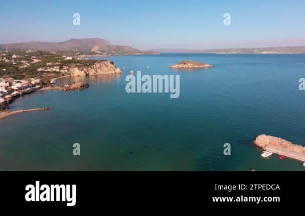Crete, Greece. Aerial drone shot. Falassarna Beach in Chania, Elafonisi ...