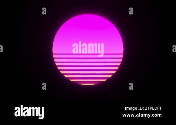 Retro background futuristic sunset 1980s style. Digital retro landscape ...