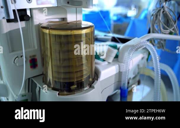 Movement of artificial lung ventilation. Modern medical equipment in ...