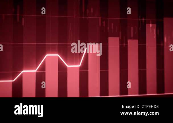 Graph chart financial loop on red background 4K resolution no texts and ...