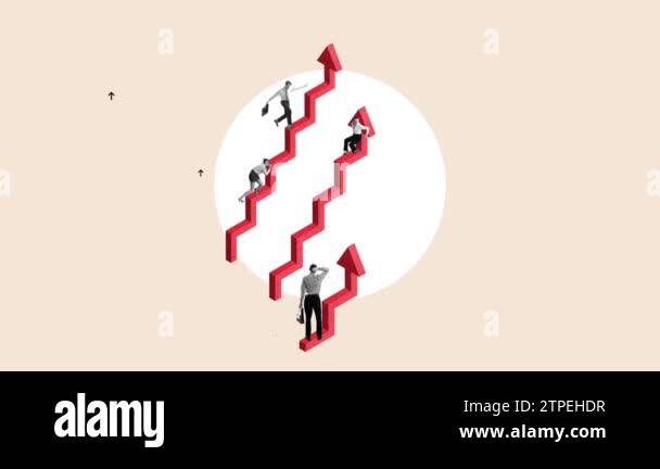 Business people building own career path, climbing upward stairs ...