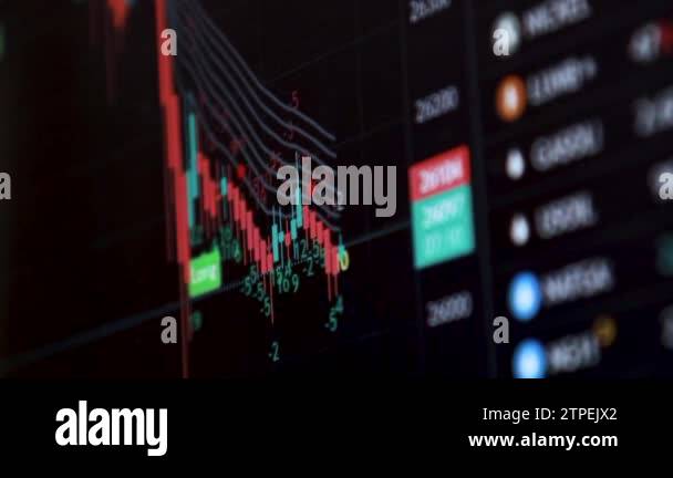 Stock Market Chart. Stock market data on LED display . concept High ...