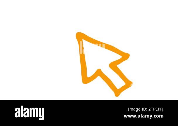 Animated orange symbol of mouse cursor. Arrow with rays clicks. Icon in ...