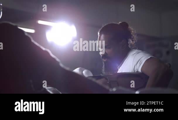 Two fighters inside boxing ring in dramatic ultra slow-motion ...