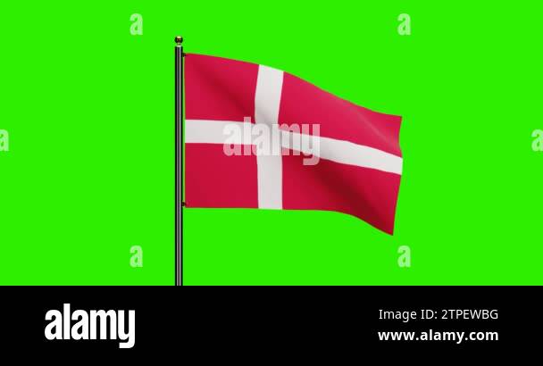 3D Rendered Denmark National Flag Waving Animation with Realistic Wind ...