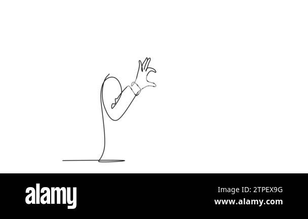 Animated self drawing of continuous line draw young happy man and woman ...