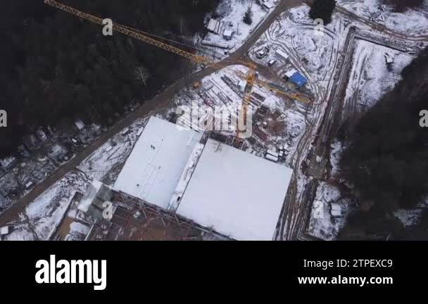Top view see the construction site of Reinforced concrete high-rise ...