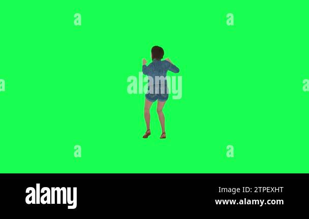 3d animated girl in jeans dancing idiot left angle green screen 3d ...
