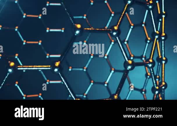 Graphene atom nanostructure loopable animation. Nanotube in form of ...