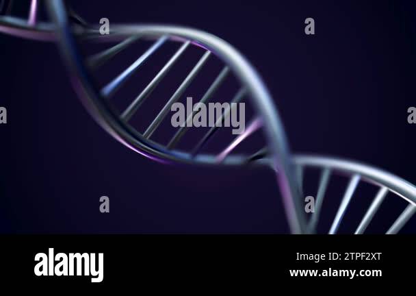 Futuristic Rotating White DNA Strand with Genetic Codes and abstract ...