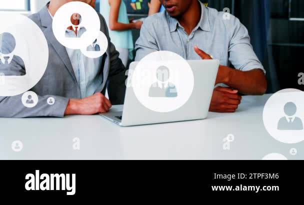 Animation of multiple profile icons over diverse entrepreneurs ...