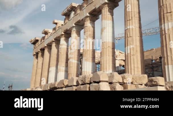 Ancient pillars at the Acropolis of Athens, landmark of the ancient ...
