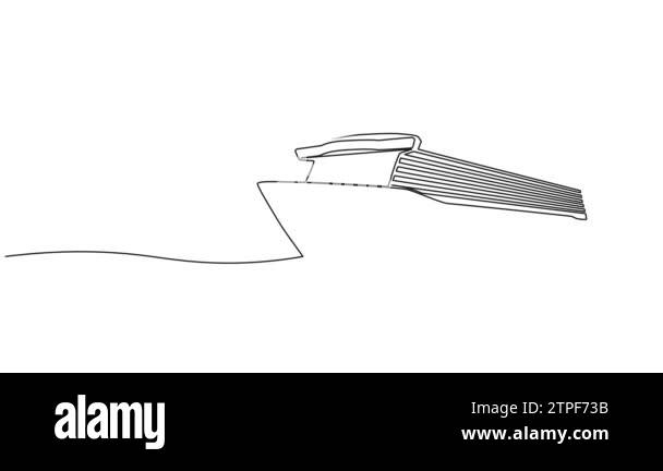 animated continuous single line drawing of large cruise ship on ocean ...