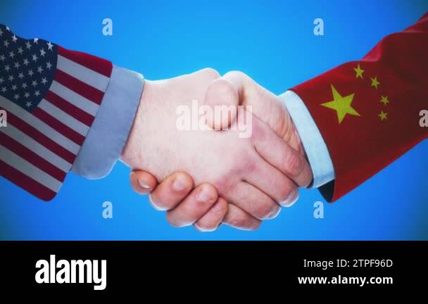 United States - China / Handshake concept animation about countries and ...