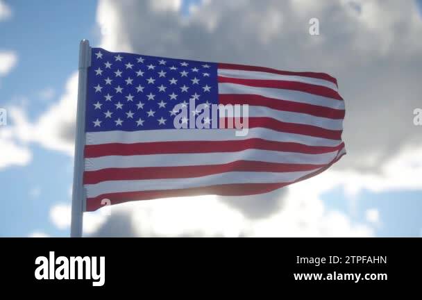 Flag of the United States of America waving in the wind. Seamless ...