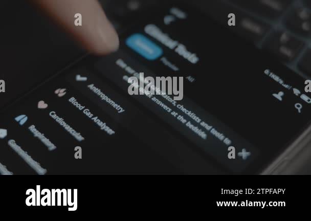 Smartphone app with list of different medical specialties and fields ...