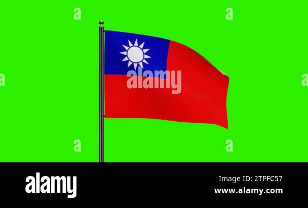 3D Rendered Taiwan National Flag Waving Animation with Realistic Wind ...