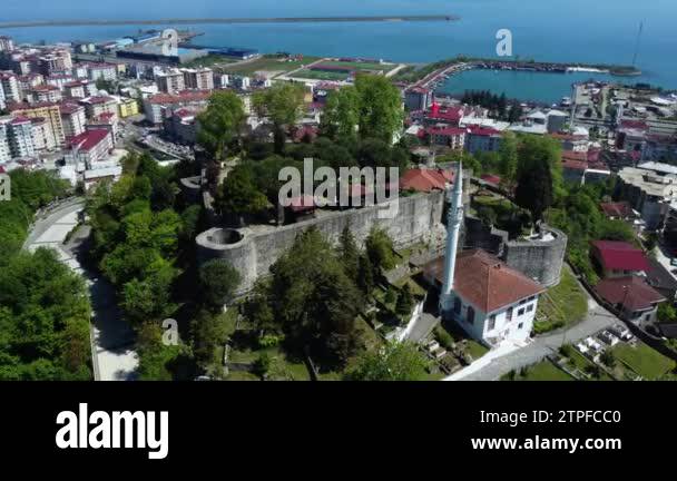 Overhead view of Rize, Turkey showcasing key landmarks including an ...