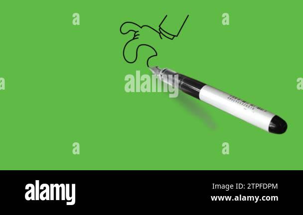 draw human hand drop small pill of medicine in glass bottle with black ...