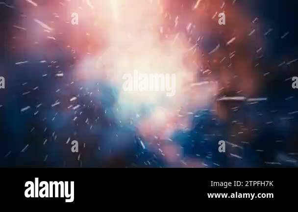 Crazy fast flight in hyperspace of space among nebulae and stars with ...