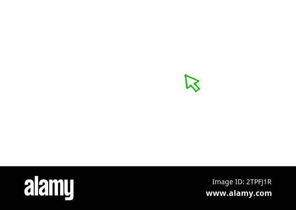 Animated green symbol of mouse cursor. Arrow moves out and clicks. Icon ...