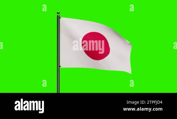 3D Rendered Japan National Flag Waving Animation with Realistic Wind ...