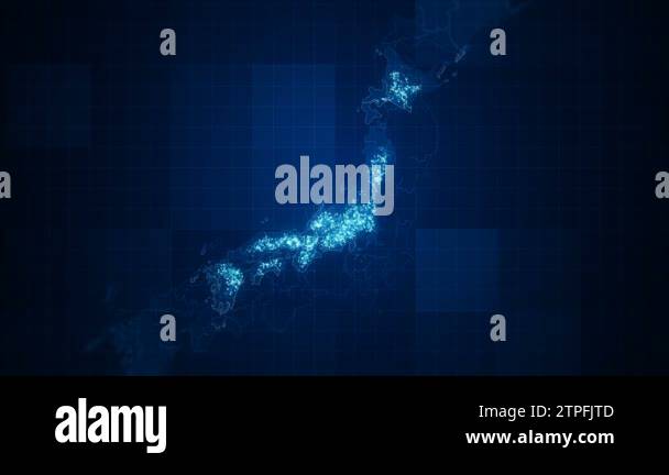 Japan Maps Night Lighting. Looped animated Japan map with visual ...
