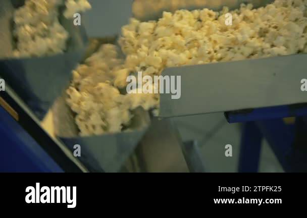 Process of cooking popcorn in conveyor on the factory 4K Stock Video ...