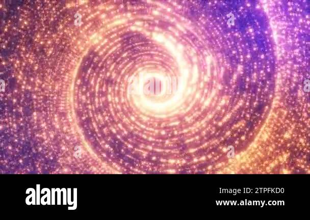Abstract orange particles background animation loop with a spiral particle form rotating over a ...